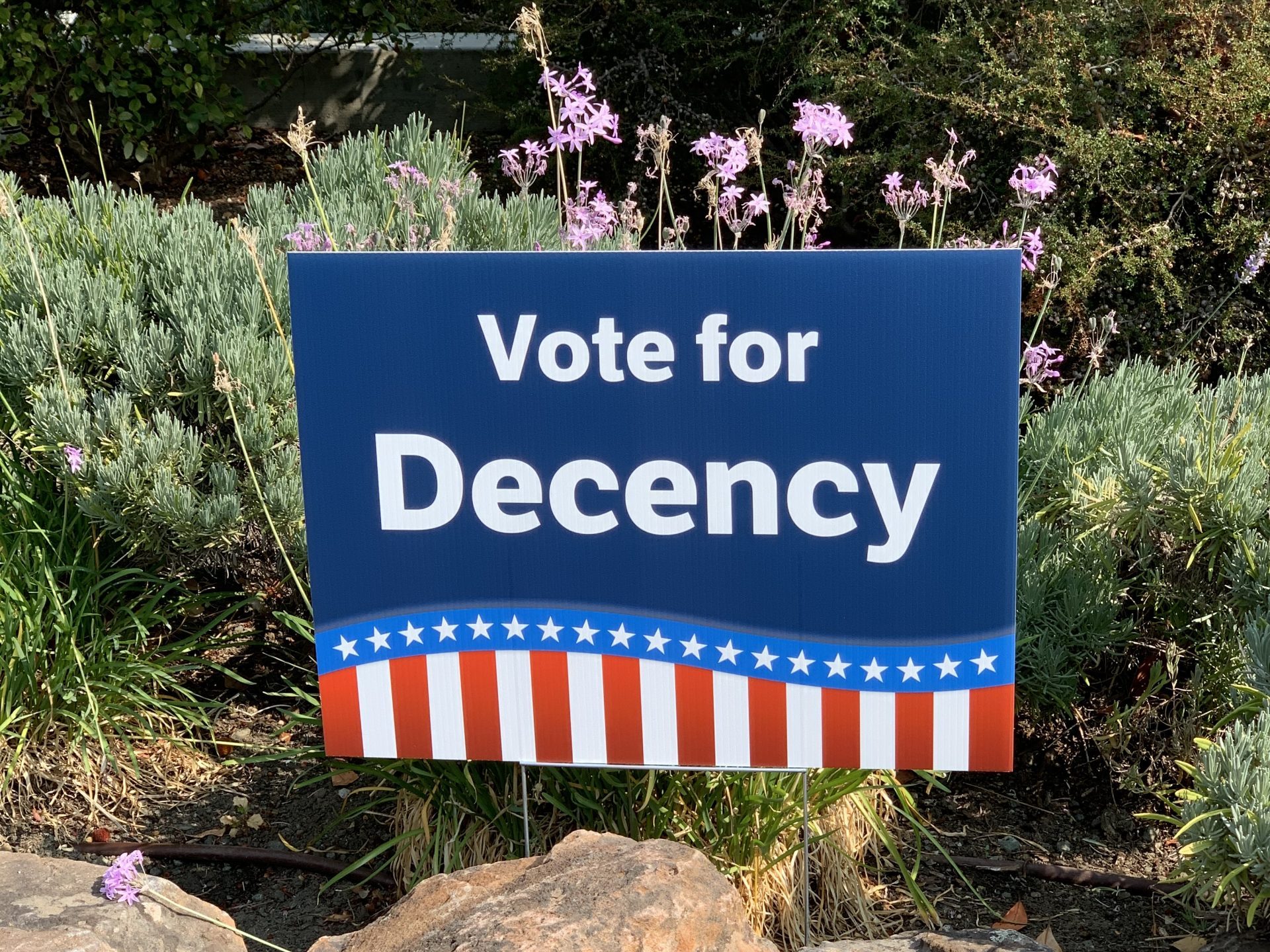 Spotted: Signs of the time: Vote for Decency - InMenlo
