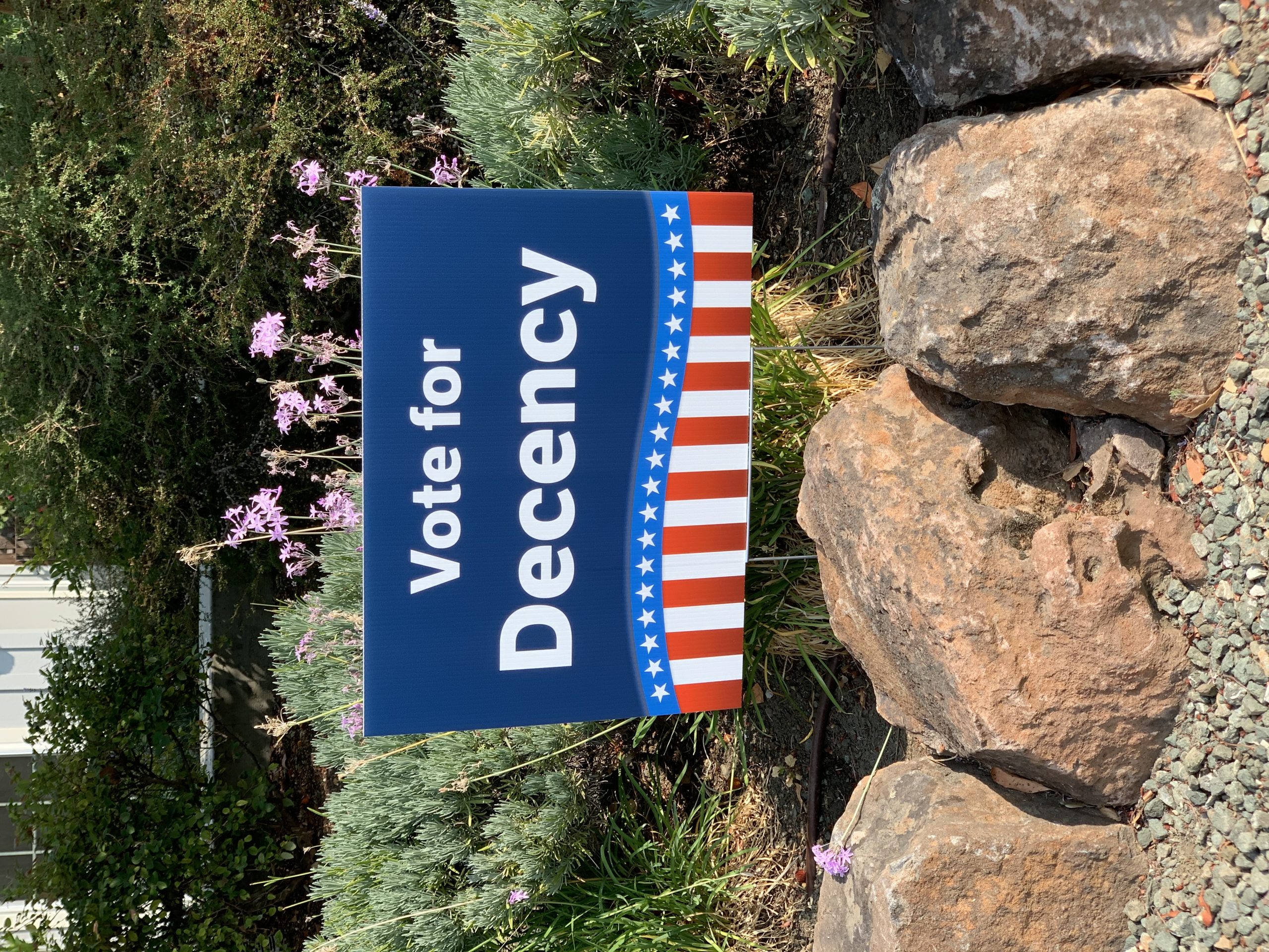 Spotted: Signs of the time: Vote for Decency - InMenlo