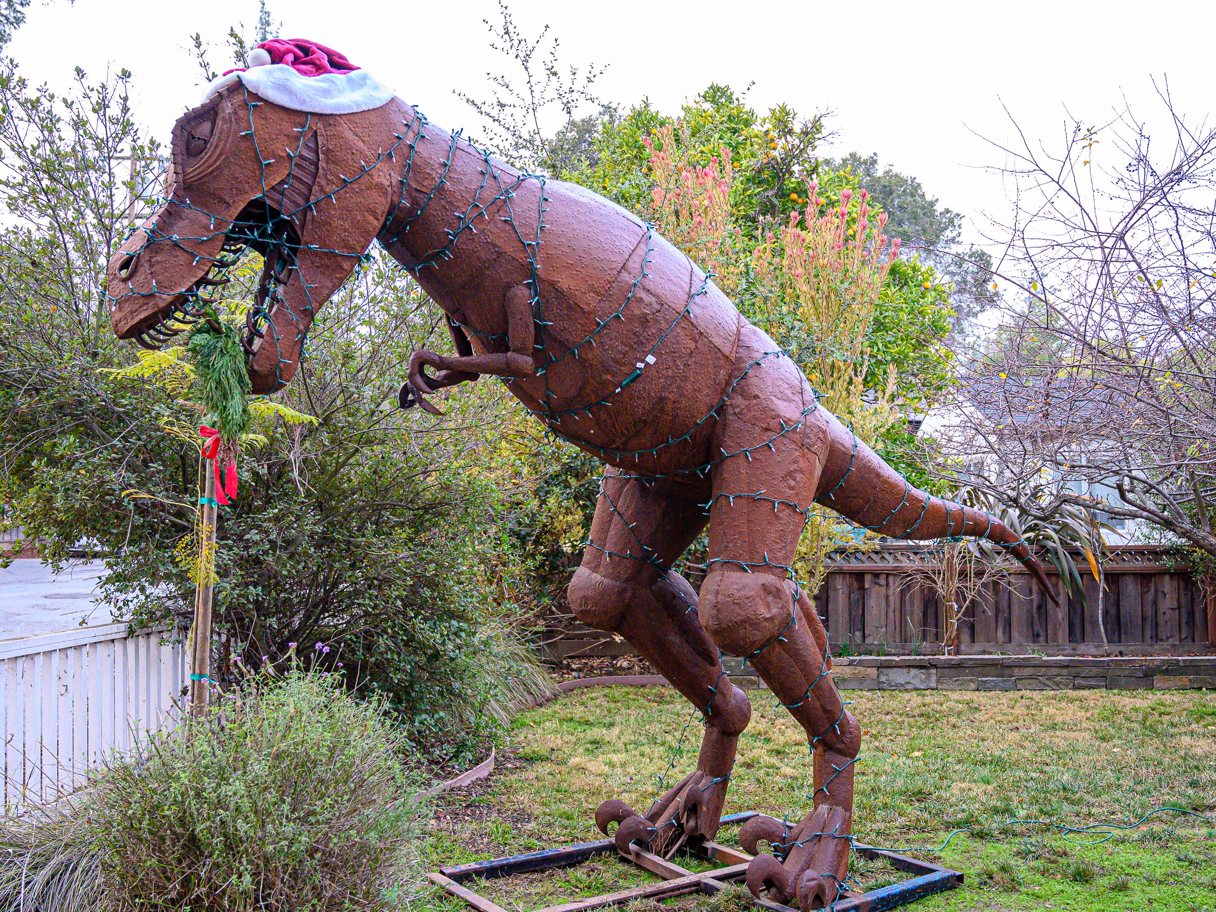Spotted: Dino decked out for the holiday - InMenlo
