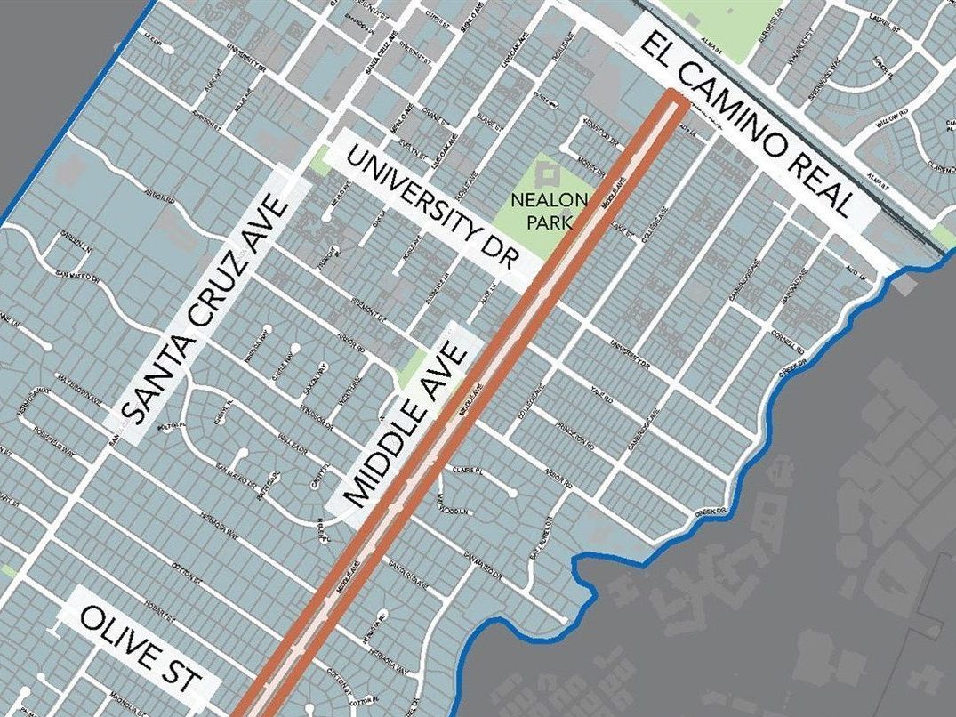 Middle Avenue buffered bike lane pilot expands to El Camino - InMenlo