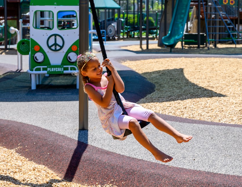 Spotted: Happy kids on zip line at Nealon Park - InMenlo