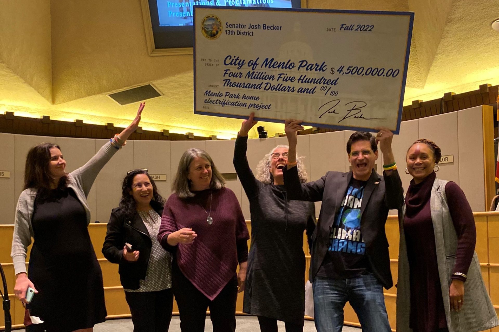 Senator Josh Becker presents $4.5 million check to Menlo Park city ...