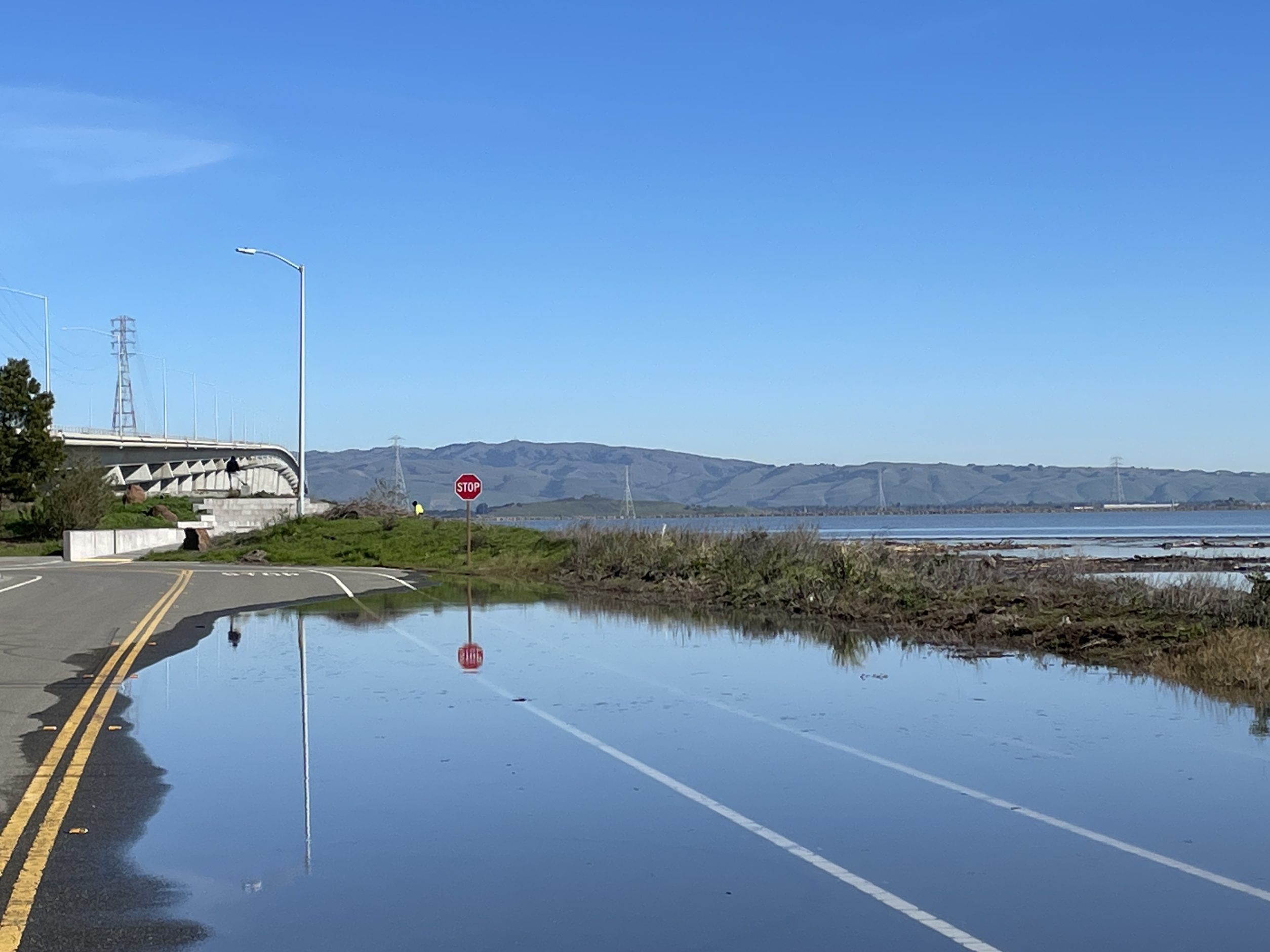 Spotted: Flooding caused by King Tide near Dumbarton Bridge in Menlo Park - InMenlo