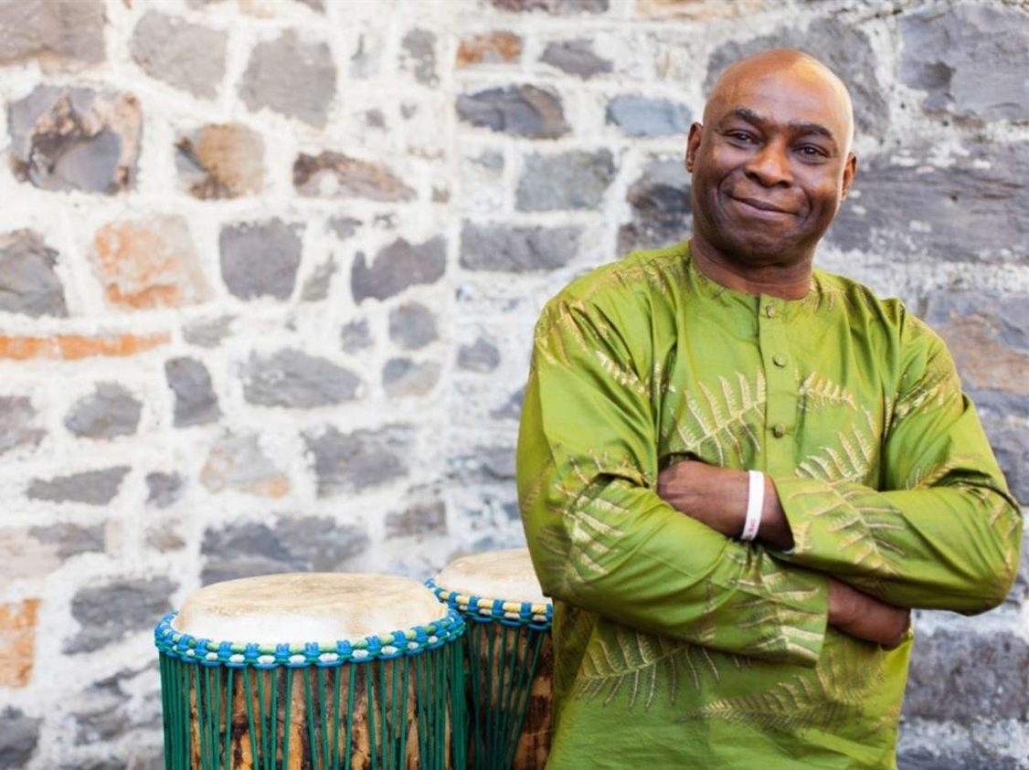 Onye Onyemaechi plays African drums on November 19 - InMenlo