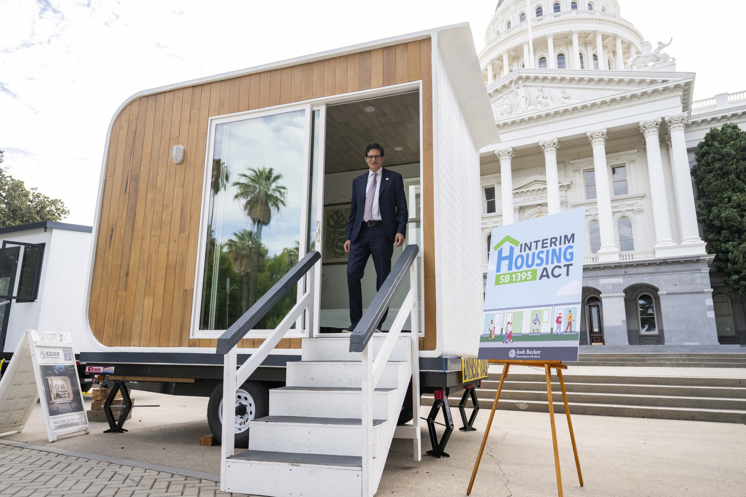 Senator Josh Becker tours interim housing models in support of passage ...